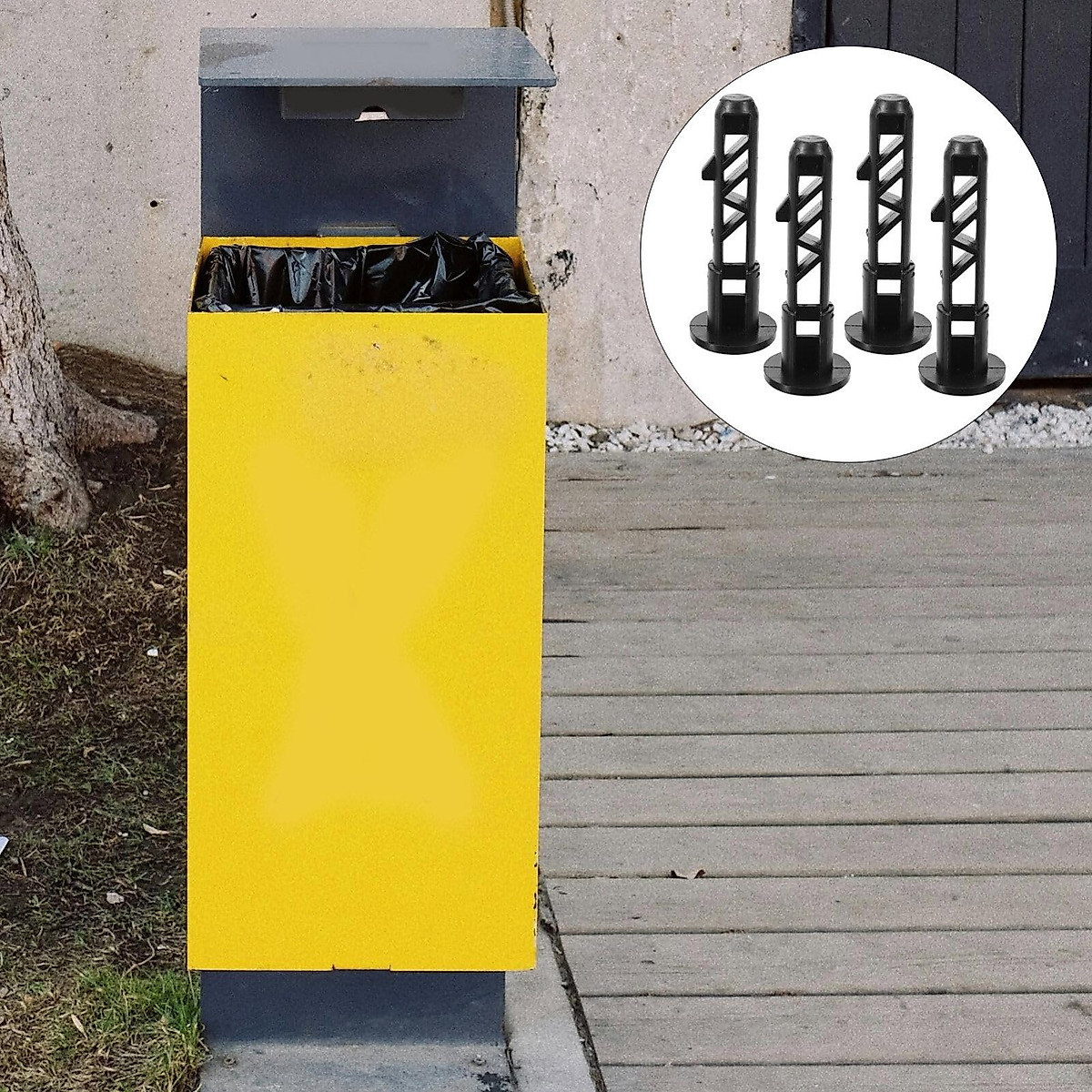 CLISPEED Trash Can Lid Hinged Pins, 4pcs Plastic Wheeled 120L Trash Can Hinged Pins Outdoor Garbage Can Recycling Bin Universal Sturdy Plastic Plug Connection, 9.00X3.10X3.10CM, Black, 551113S84UB6U