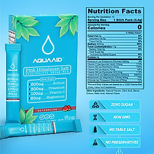 Paleo Electrolytes Powder Packets Sugar Free | Himalayan Pink Salt 84+ Trace Minerals & Element + Potassium + Vitamin C + Magnesium | Prime Travel Hydration Essentials | Watermelon Candy 15 IV Sticks