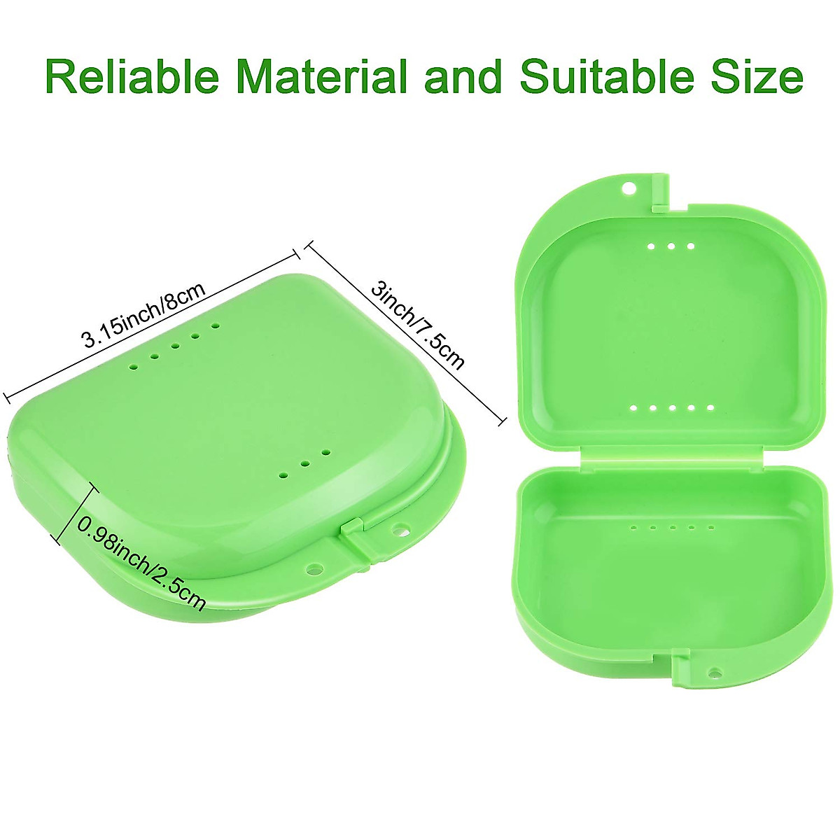 6 Pieces Retainer Cases Mouth Guard Container Case Multicolor Orthodontic Denture Storage Boxes with D-Shaped Buckles and Keychain Rings