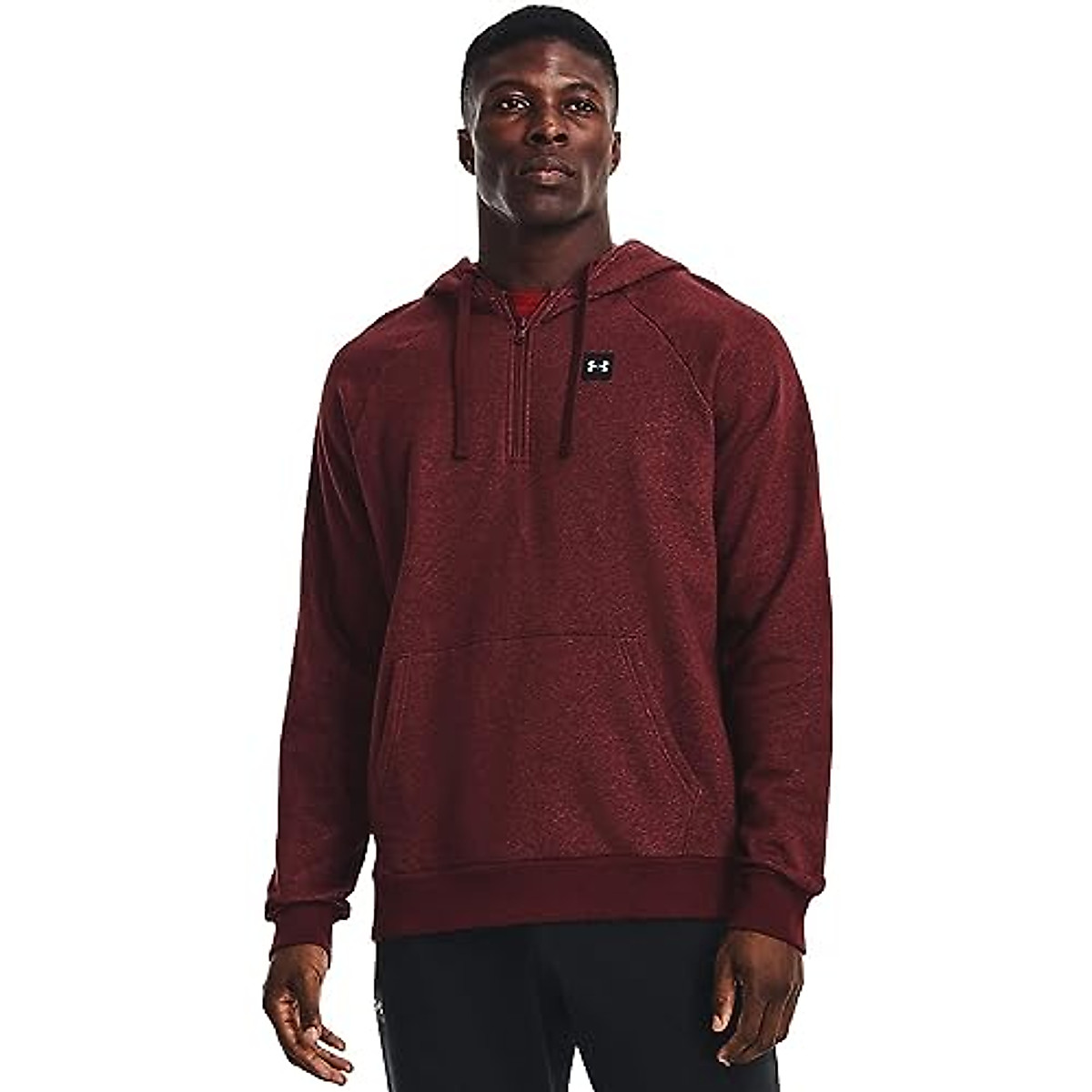 Under Armour Mens Rival Fleece 1/2 Zip Hoodie, (690) Chestnut Red Light Heather / / Onyx White, X-Large