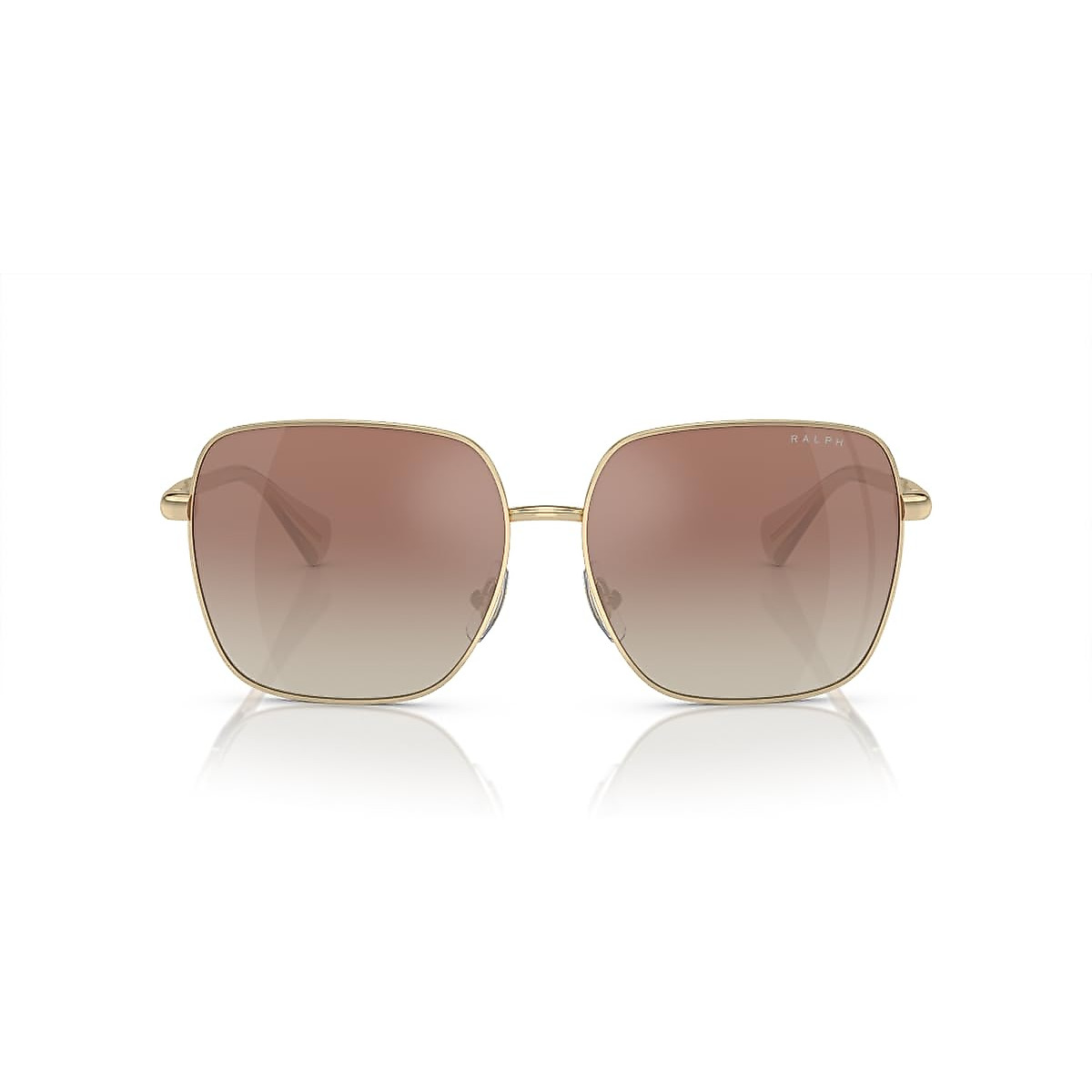 Ralph by Ralph Lauren Women's RA4142 Square Sunglasses, Shiny Pale Gold/Gradient Brown Mirrored, 59 mm