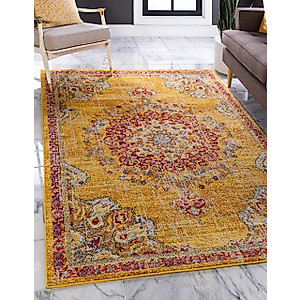 Unique Loom Penrose Collection Area Rug - Alexis (8'x 10' Rectangle, Gold/ Gray)