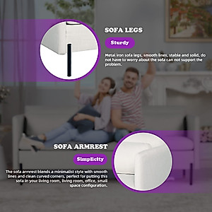 TYBOATLE Upholstered Modern Loveseat Sofa Couch with 2 Rectangular Pillows and Metal Legs, 55" W Fabric Comfy Couches for Living Room, Bedroom, Small Space, Apartment, Office (Cream Beige)