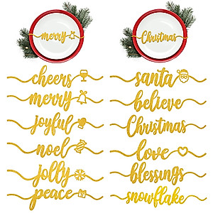 36 Pcs Christmas Place Cards Paper Word Table Decor Table Settings for Christmas Thanksgiving Dining Table Decor Rustic Placecards for Dining Table Cutout Cards Sign for Home(Christmas Style)