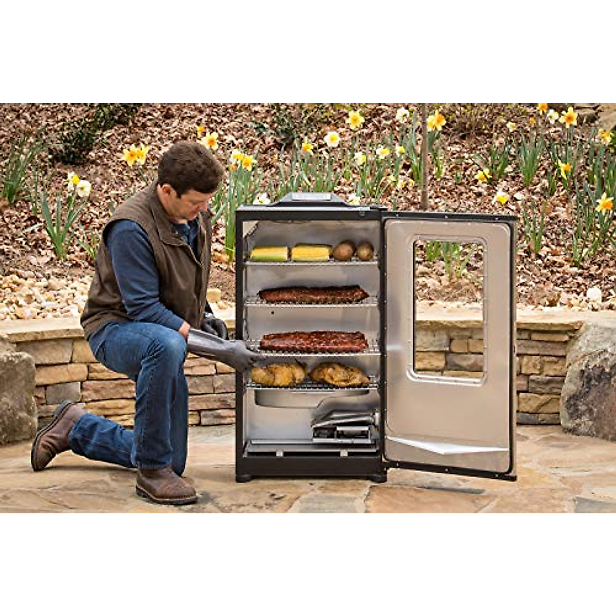 Masterbuilt MB20074719 Bluetooth Digital Electric Smoker, 40 inch, Stainless Steel