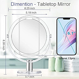 CLSEVXY Vanity Mirror Makeup Mirror with Stand, 1X/15X Magnification Double Sided 360 Degree Swivel Magnifying Mirror, 6.25 Inch Portable Table Desk Counter top Mirror Bathroom Shaving Mirror