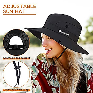 Sun Hats for Women Beach Hat Womens Sun Hat Ponytail Hat Sun Hat with Ponytail Hole for Women Black