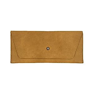 Weatherproof Leather, Long Utility Pouch Handmade from Suede Leather - Old Tobacco