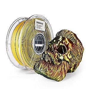 SHANHUI 3D Printer Filament,Triple Color Silk PLA Filament 1.75mm,Gradient Change Gold/Red/Black 3D Printing Filament Bundle, 1kg/2.2lbs