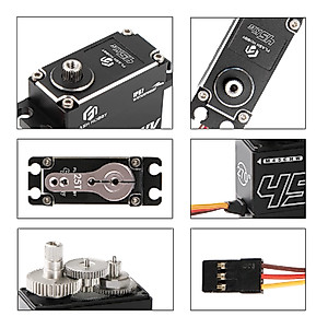 FLASH HOBBY 45KG Coreless Servo 8.4V High Torque Full Metal Gear Servo, IP67 Waterproof Steering RC Servo with Control Angle 270° for 1/10 Scale RC Cars, RC Crawler, Trucks & Robot Parts (45KG)