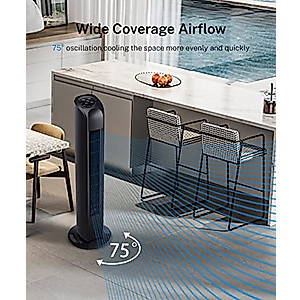 KEGIAN Portable Electric Oscillating Standing Floor Fan for Bedroom with Remote, 3 Wind Speeds 3 Modes, Quiet Cooling for Office,Home, Tower Fan 30" Black…