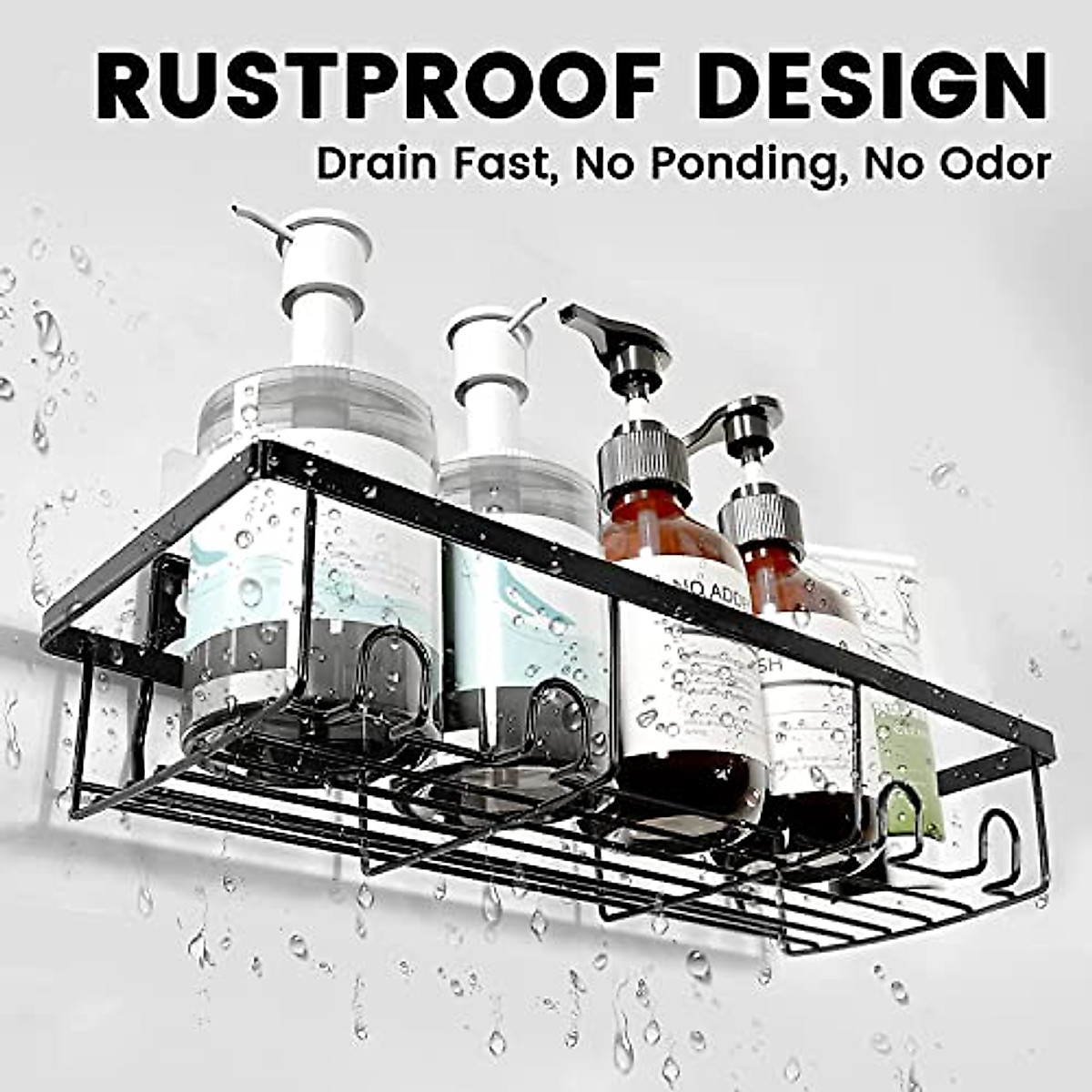 EARTHALL Shower Caddy 2 Pack, Bathroom Shower Organizer Hanging, Black Shower Caddy Suction Cup, Floating Shower Shelf for Inside Shower, Shower Storage Holder for RV/Bathroom