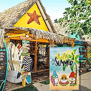 Pinknoke Hello Summer Garden Flag Beach Gnomes Small 12.5x18 Inch Vertical Double Sided Seasonal welcome Yard Flag Outdoor Decor (Garden Size / 12.5 x 18 Inch)