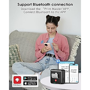 Memoqueen Thermal Label Maker, M200 Bluetooth Thermal Label Printer, 3 Inch Address Label Maker for Small Business, Home, Office, Barcode, Logo, Black