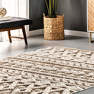 nuLOOM Rebecca High Low Textured Shaggy Area Rug, 8x10, Beige