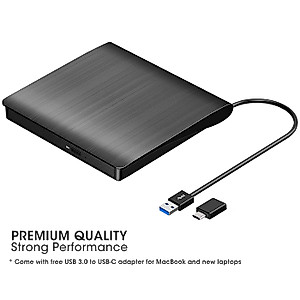 ROOFULL External CD/DVD Drive USB 3.0 Portable CD DVD Player Burner Reader Writer CD/DVD-ROM +/-RW Optical Disk Drive for Laptop PC Mac Windows 11/10/8/7 Linux Computer with Carrying Case