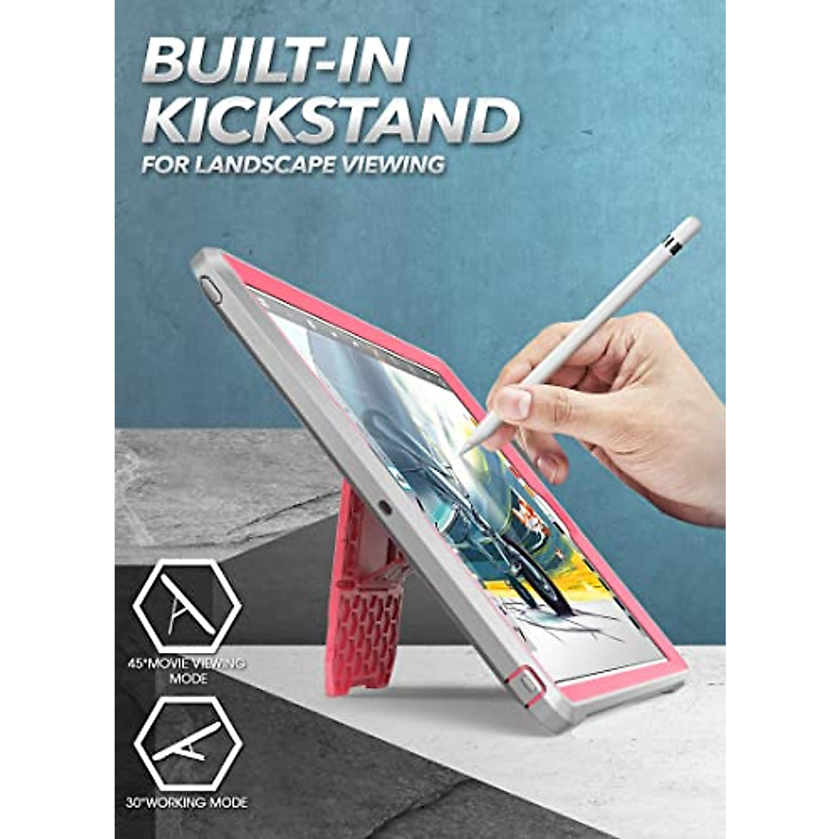 SUPCASE for iPad 9th Generation Case with Screen Protector (Unicorn Beetle Pro), [Built-in Stand] Heavy Duty Rugged Protective Case for iPad 10.2 9th / 8th / 7th Generation (2021/2020/2019), Pink