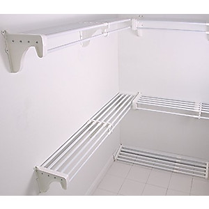 EZ Shelf EZS-K-SCRW72-5-4 Walk-in Closet Kit Hanging and Shelf Space, White