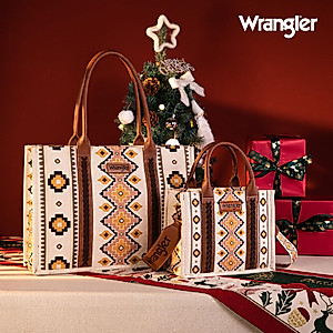 Wrangler Purse for Women Boho Aztec Tote Bag Hobo Shoulder Top Handle Handbags with Wide Guitar Strap Fall Collection Gift XY6 WG2202-8120SCF