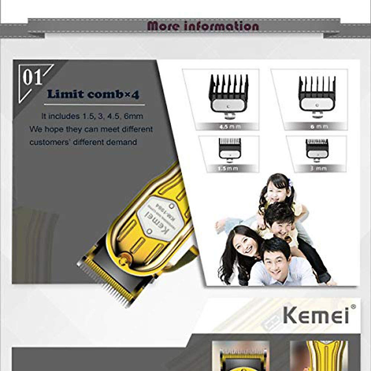 Kemei Hair Clippers for Men Professional, Hair Trimmers Grooming Kit Clippers with 5H Running Time LCD Display Rechargeable Hair Trimmer Beard Trimmer Haircut Set for Home Use & Barbers, Gold