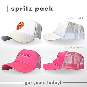 Trucker Hat - 2 Pack | Foam Embroidered Cap | Smiley Face Hat | Preppy Trendy Vintage Retro Trucker Hats | Unisex Men Women Baseball Cap | Mesh Adjustable Snapback | White + Pink | Spritz Pack