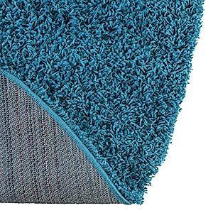 Rugs.com - Über Cozy Solid Shag Collection Rug – 8' x 10' Oval Turquoise Shag Rug Perfect for Living Rooms, Large Dining Rooms, Open Floorplans