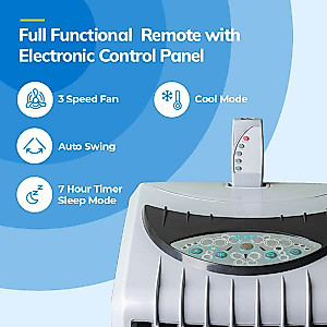 Portable Air Conditioner Symphony Bonaire 3-in-1 Evaporative Air Cooler with Remote Control, Timer, Auto Swing, for Home, Office (Diet 8i)