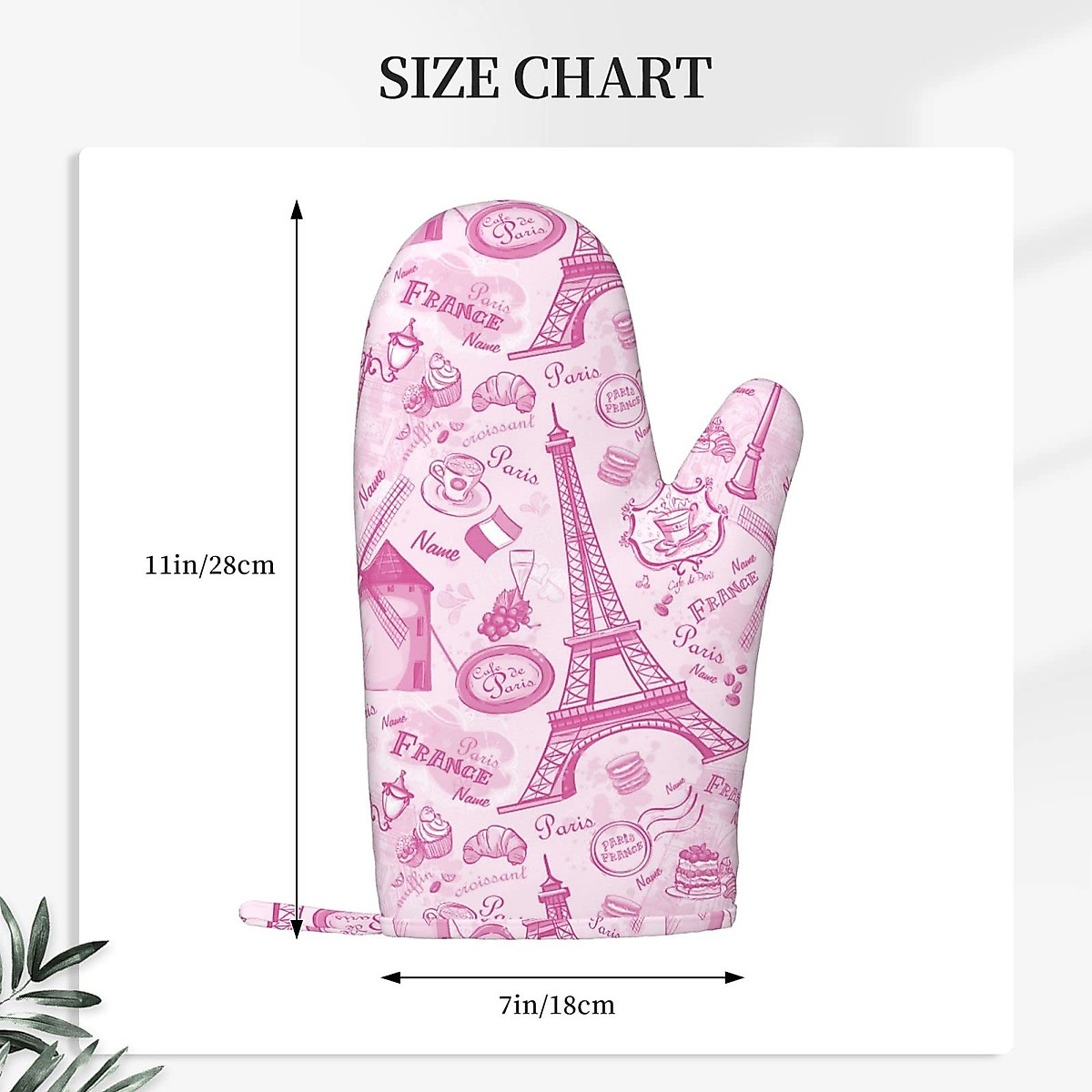 Custom Silicone Oven Mitts with Name France Paris Eiffel Heat Resistant Non-Slip Cotton Lining Oven Gloves Set of 2 Comfort Safety Durable Kitchen Pot Holder for BBQ Cooking Baking