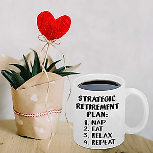 Generic Funny Coffee Mug Retirement Gifts for Women Men, white 11 Oz Funny Mug Strategic Retirement Plan Nap Eat Relax Repeat, Retirement Gifts for Women, Funny Gift for Gag Gift, Elephant, Christmas