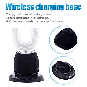 JNN Black,Ultrasonic Automatic Toothbrush Teeth Whitening Toothbrush for Adults 360°Electric Toothbrush 30'' Automatic Timer Wireless Charging Washable Travel Home Dual-use