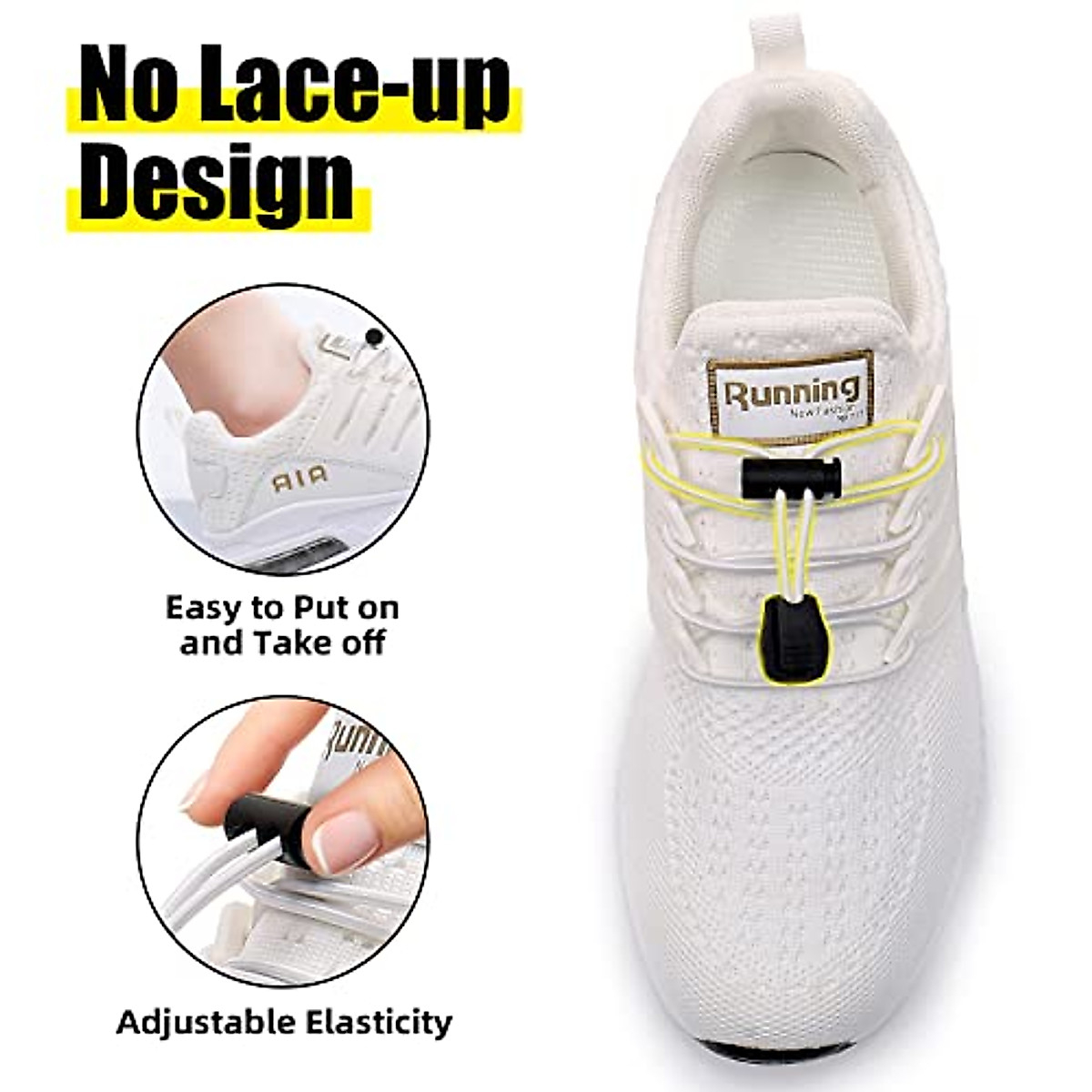 FINOTAR Men Running Shoes Lightweight Breathable Fashion Sneakers Air Mens Walking Shoes Tennis Jogging Gym Travel Outdoor Sports Shoes White 8.5