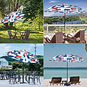 TOTEBOX Beach Umbrella, 7.5ft Portable Patio Sunshade Umbrella UPF 50+ Protection with Tilt Sand Anchor Carry Bag and Sand Bag for Yard and Pool