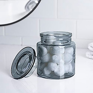 Allure Home Creation Halsey 4-Piece Glass Bath Accessory Set in Smoke Blue Grey Finish