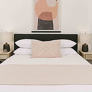 Main + Mesa Embroidered Cotton Geometric Lumbar Pillow, Blush