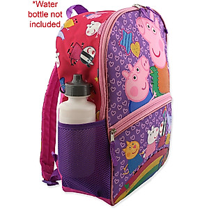 Peppa Pig Girls 5 piece Backpack and Lunch Bag School Set (One Size, Pink/Purple)