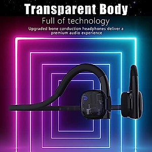 2022 New Wireless Bone Conduction Headphones Bluetooth 5.3 Open-Ear Earphones Wireless Sports Headset Waterproof Earbuds with Mic Phone Call Music for Workouts Running Driving Working Gaming (Black)