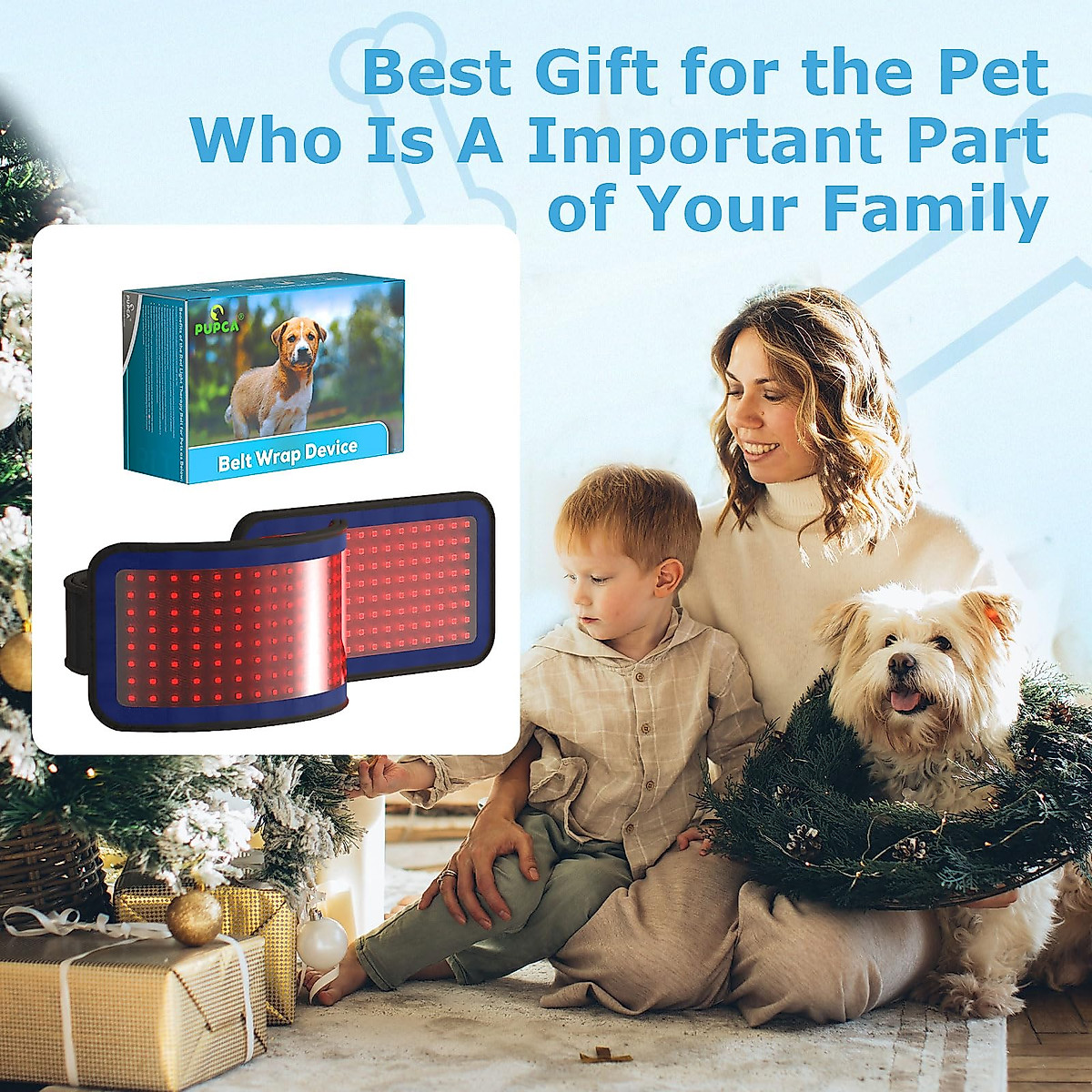 PUPCA Red Infrared Light Therapy Belt for Pets Pain Relief, Portable Wearable Cold Laser Therapy Device for Dogs Tissue Repair, Relieve Sciatica, Joint & Back Pain