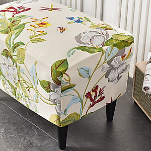 CRFATOP Ottoman Chair Cover X-Large Ottoman Chair Slipcovers Printed Rectangle Storage Stool Cover Stretch Footstool Footrest Sofa Slipcovers with Elastic Bottom,30