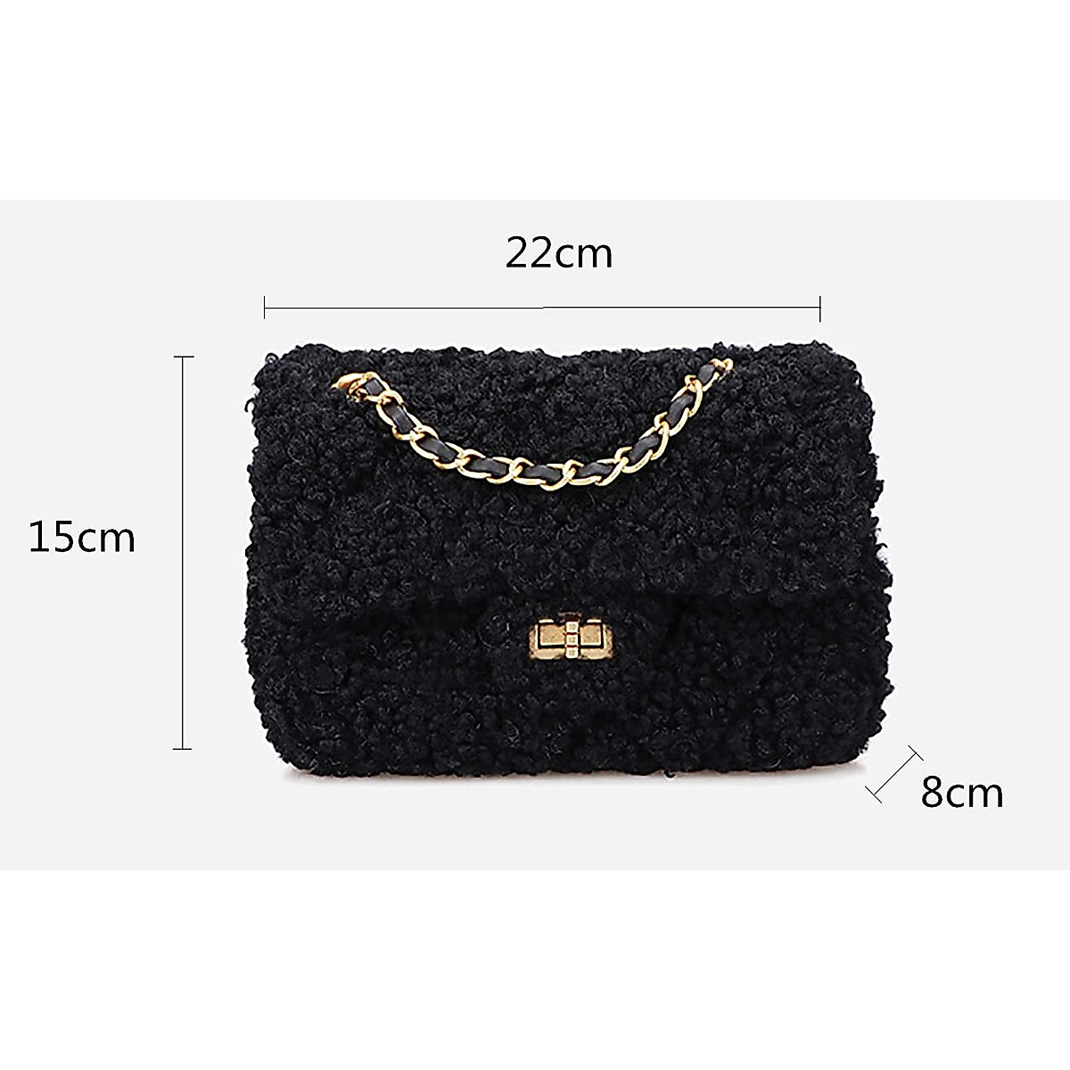 Women Plush Shoulder Bag Fashion Fluffy Crossbody Purse Soft Warm Shopping Dating Bag with Adjustable Chain Strap Indie Cute Tote Bags(Brown)