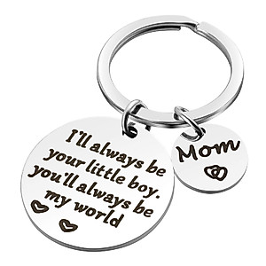 Mother’s Day Gifts from Son for Birthday, Double Side I'll Always Be Your Little Boy, You Will Always Be My World - Best Mom Ever Keychain for Valentine’s Day Christmas Gift