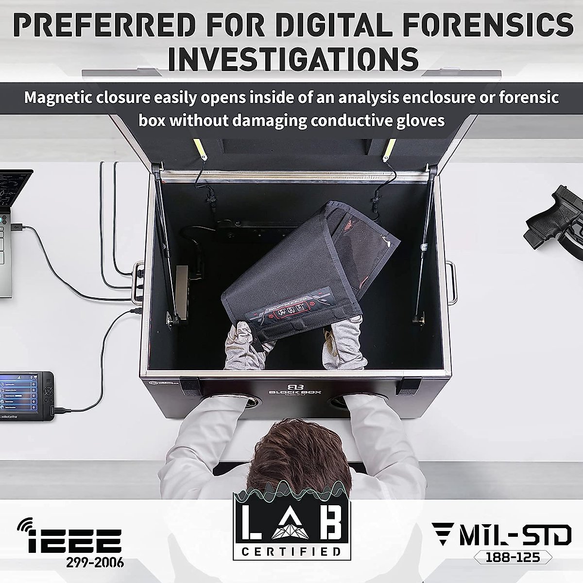 Mission Darkness NeoLok Non-Window Faraday Bag for Tablets (+ Secure Magnetic Closure) // Device Shielding for Law Enforcement & Military, Data Security, Anti-Hacking & Anti-Tracking Assurance