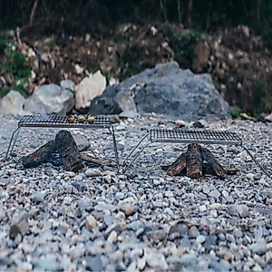 YETO Two Hight Camping Grill Grate with Legs 304 Stainless Steel Folding Campfire Over Fire Portable and Carrying Bag for Outdoor Cooking BBQ Picnic Hiking, Silver-Large, 16.3 x 12.2 x 8.6 inches