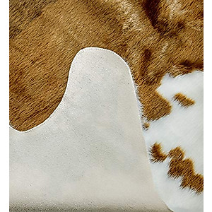 Chesserfeld Faux Cowhide Rug 5'x5' with Matching Faux Cowhide Pillow for Any Room, Genuine Look & Feel, Washable, No Odor, Cruelty-Free with Nonskid Backing, Boho, Farmhouse, & Country Décor