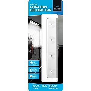Brilliant Evolution Wireless Ultra Thin LED Light Bar 1 Pack - Battery Operated Lights - Kitchen Under Cabinet Lighting - Closet Light - Stick On Push Light - Under Counter Lights for Kitchen