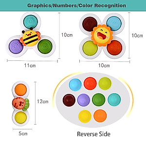 Suction Cup Spinner Infant Baby Toys 12-18 Months, Spinning Top Sensory Toys for Toddlers 1-3 Year Old, Fidget Dimple Toy for Babies, Christmas Birthday Gifts for 1 2 Year Old Boy & Girl Toys