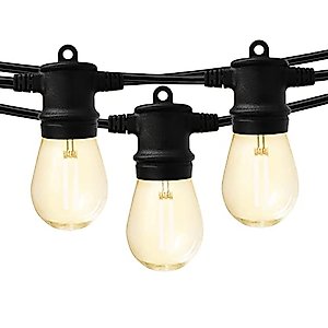SUNTHIN Outdoor String Lights,48ft Patio Lights with Bright 2W Dimmable Shatterproof Weatherproof Clear Plastic LED Bulbs Outside Hanging Lighting Decoration for Backyard,Porch,Bistro,Cafe,Garden