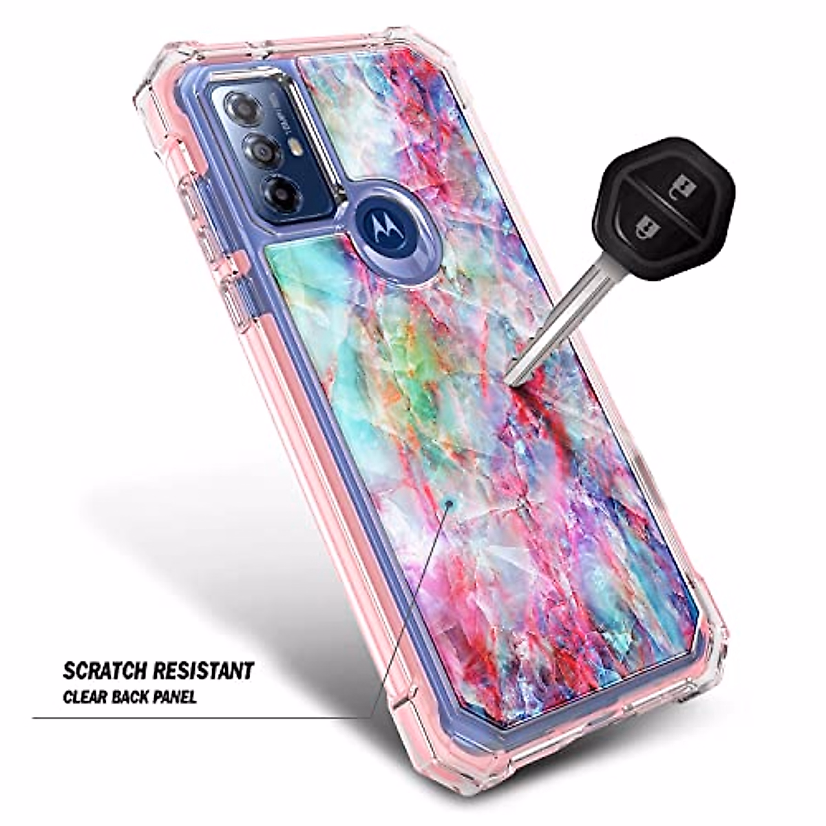 NZND Compatible with Motorola Moto G Play (2023) Case, Moto G Pure/Moto G Power (2022) with [Built-in Screen Protector], Full-Body Shockproof Protective Rugged Bumper Cover Durable Case (Fantasy)