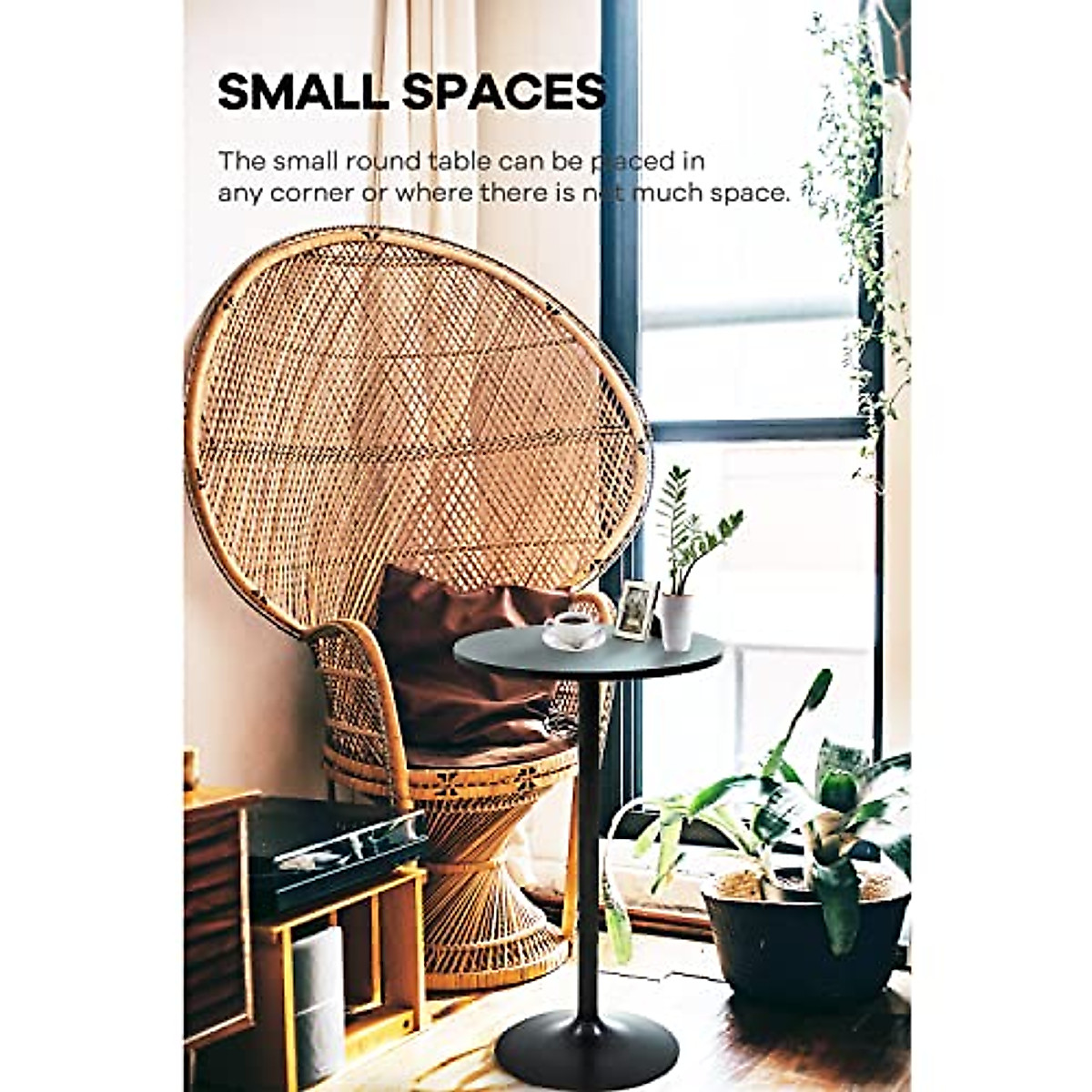 NChanmar Bar Table Round Pub Table Cocktail Bistro High Table with Black Top and Base for Home Kitchen Small Spaces