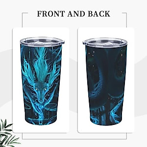 Blue Dragon 20oz Tumbler Stainless Steel Vacuum Insulated Double Wall Travel Tumbler, Durable Insulated Coffee Mug, Thermal Cup With Lid and Straw for Hot & Cold Drinks