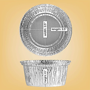 PLASTICPRO 3.5'' Inch Round Ramekins Muffin Cups Tin Foil Cupcake Pans Disposable Aluminum, Freezer & Oven Safe Pack of 20